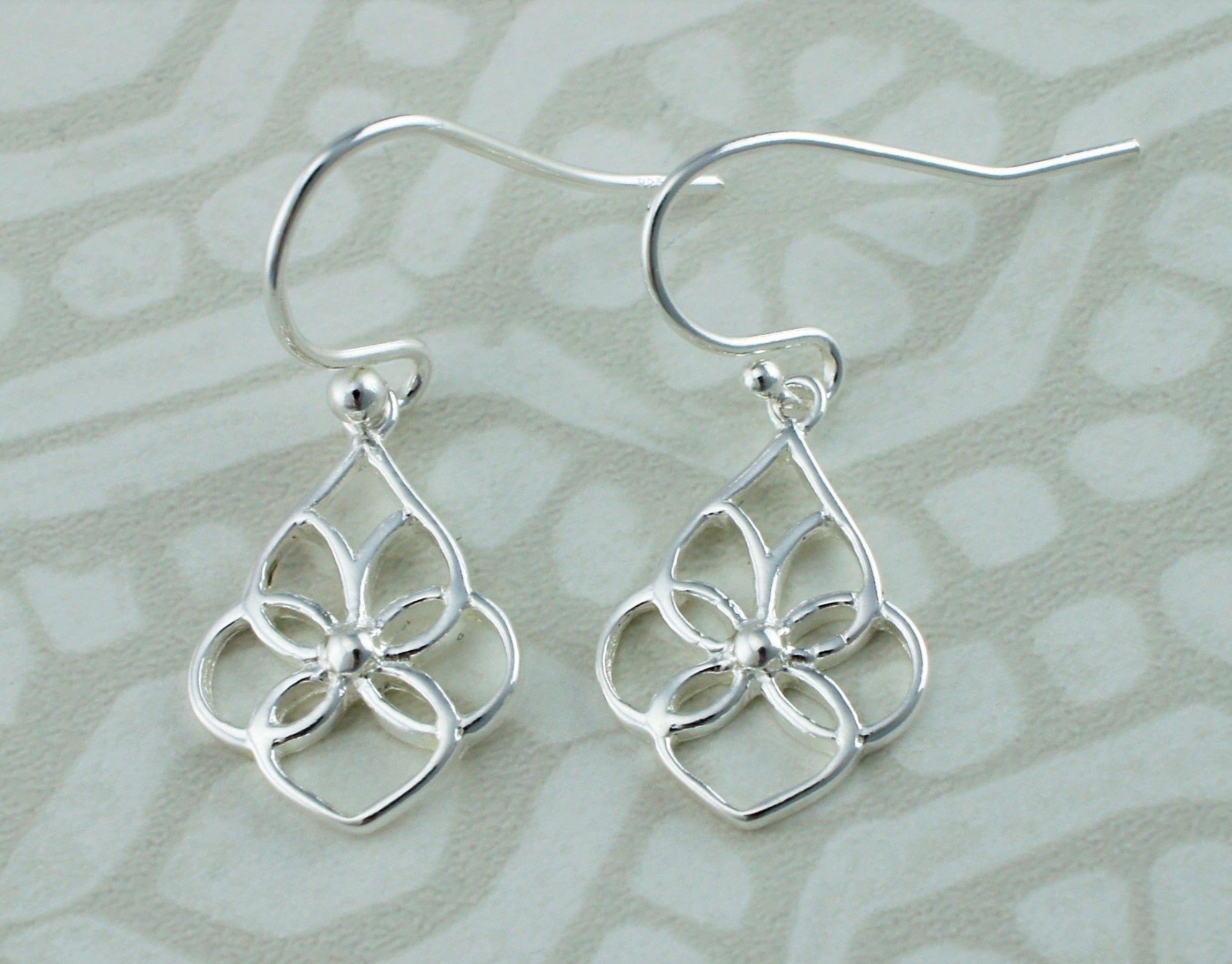 925 Sterling Silver Fancy Open Wire Drop Dangle Earrings | Fox Jewellery
