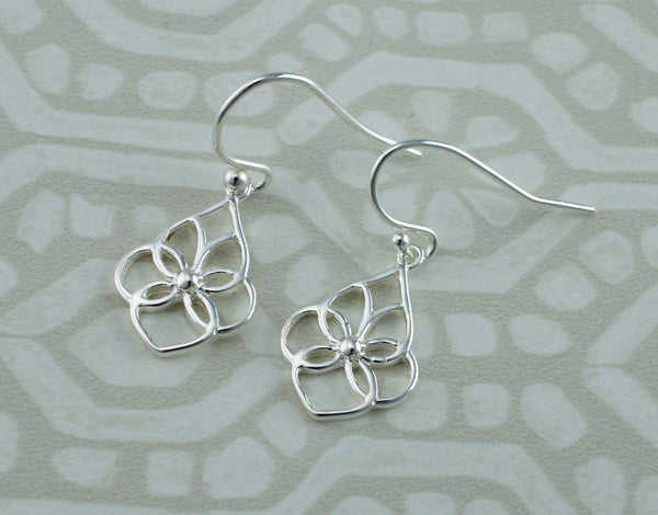 925 Sterling Silver Fancy Open Wire Drop Dangle Earrings | Fox Jewellery