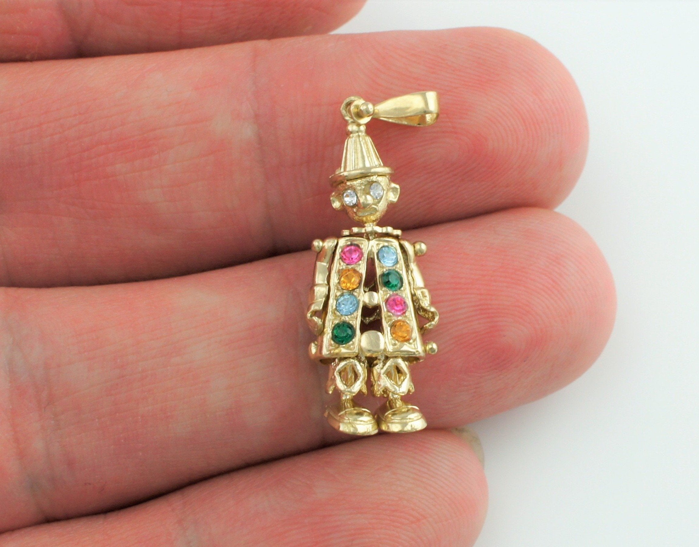 9ct Yellow Gold Articulated Clown Pendant - Charm | Fox Jewellery