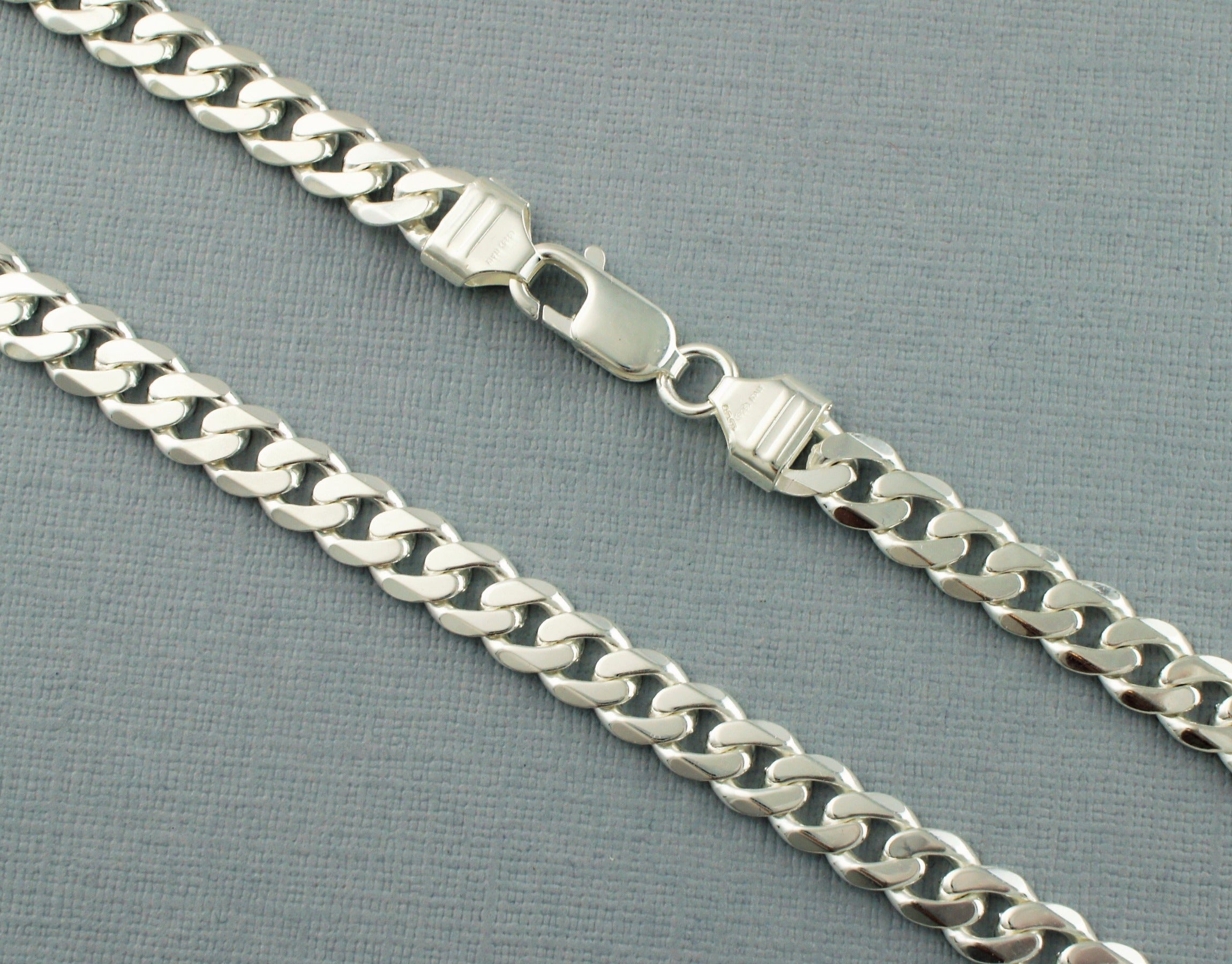 Heavy 925 Solid Sterling Silver Diamond Cut Curb Chain Necklace 7.5mm ...